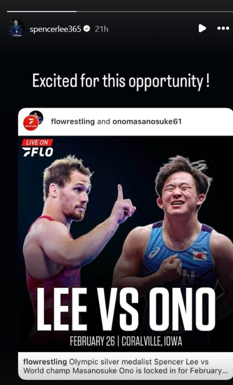 Spencer Lee gives 4-word reaction ahead of highly anticipated clash against Masanosuke Ono in ...