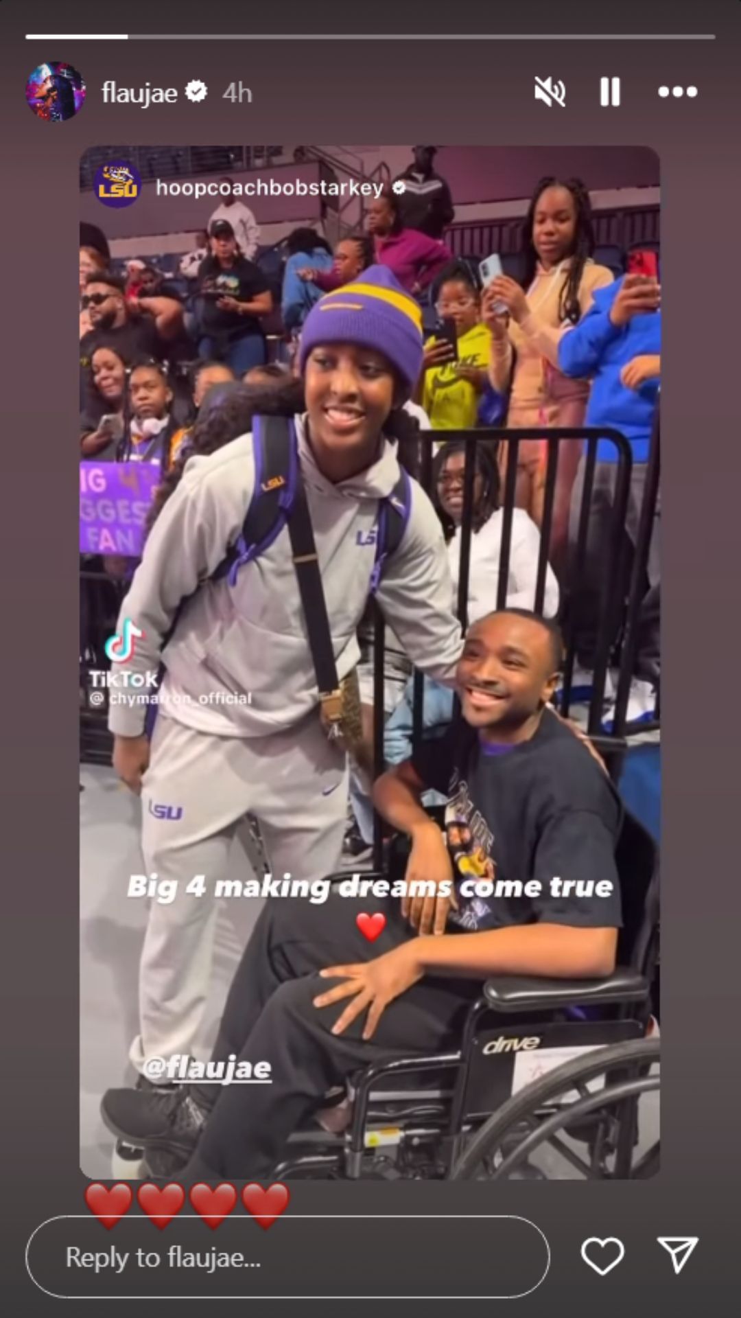 $1.5 million NIL-valued Flau'jae Johnson reacts after making a special fan’s dream come true