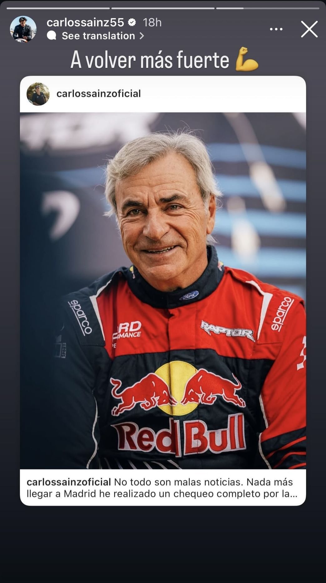 Carlos Sainz drops 4-word reaction to his father sharing his health ...