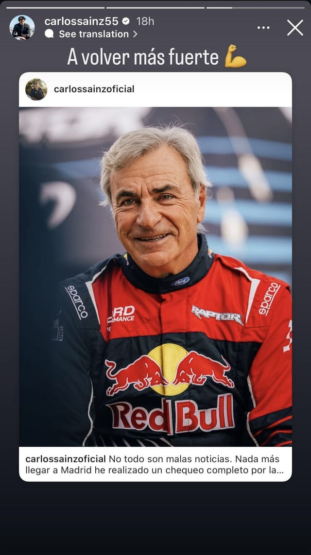 Carlos Sainz drops 4-word reaction to his father sharing his health ...