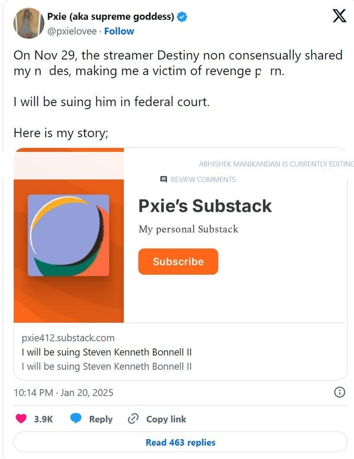 Destiny denies leaking explicit images and responds to Pxie's ...