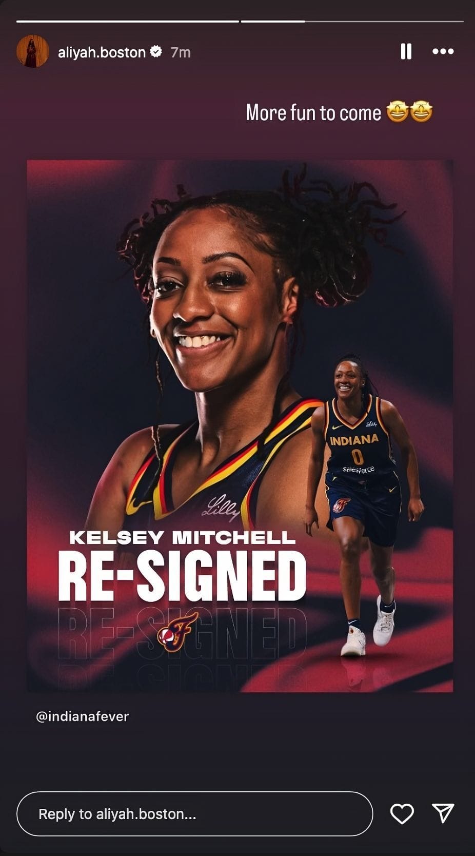 Caitlin Clark and Aliyah Boston drop heartfelt reactions as Kelsey Mitchell re-signs with Fever