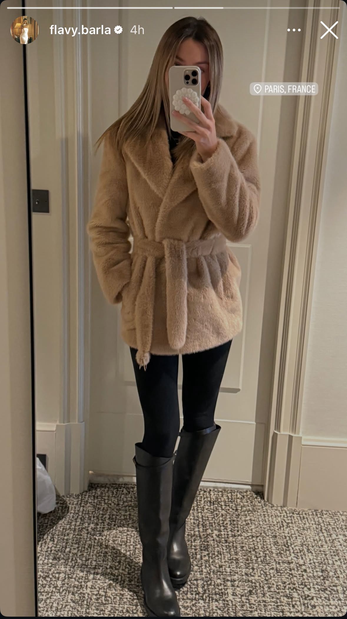 Esteban Ocon's girlfriend Flavy Barla displays effortless style in beige trench coat and black boots