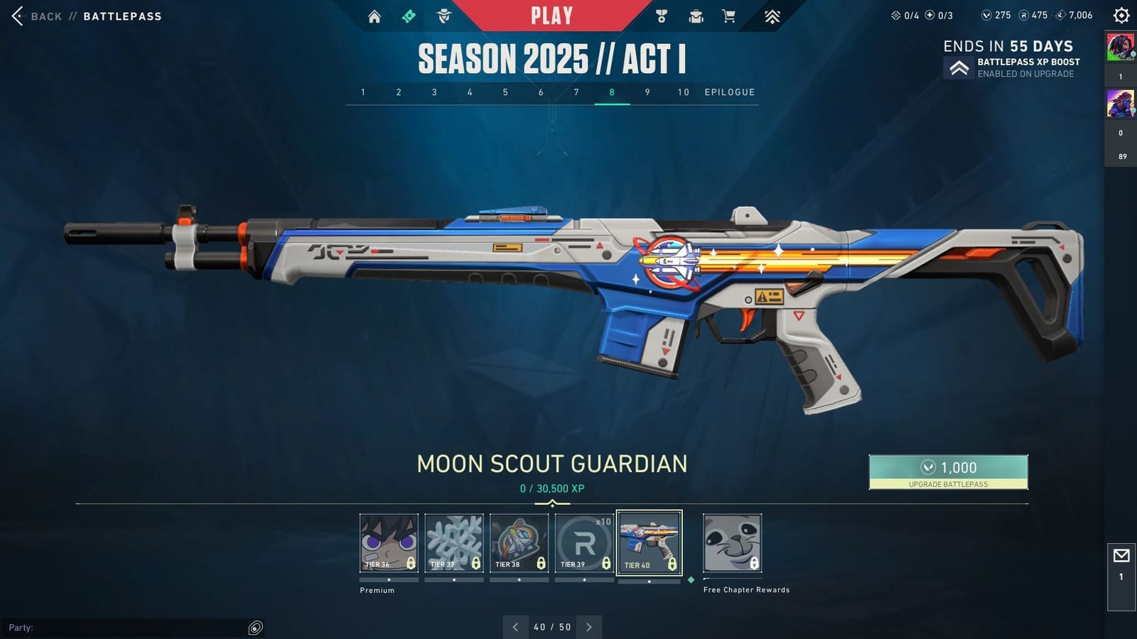 Valorant Season 2025 Act 1: All Battlepass tiers and rewards