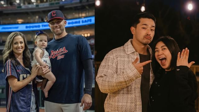 Steven Kwan's fiancee Samantha and David Fry's wife Rebekah show love ...