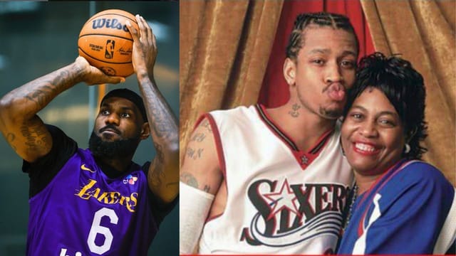 LeBron James shares heartfelt embrace with Allen Iverson’s mother Ann ...