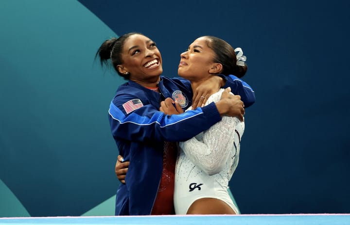 Jordan Chiles gushes over Simone Biles' as she spots the Olympic gold ...