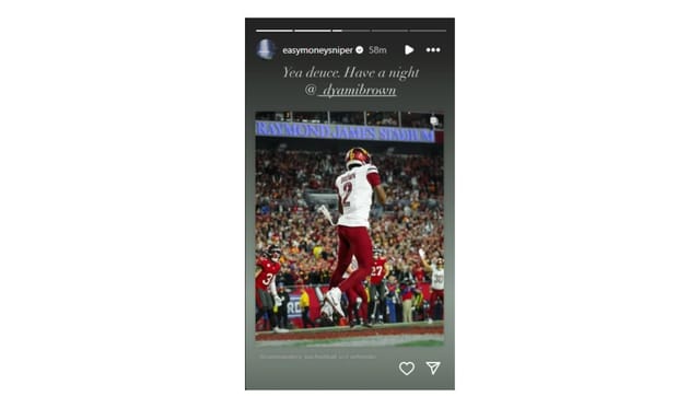 Commander superfan Kevin Durant lets out 5-word reaction to Dyami Brown ...