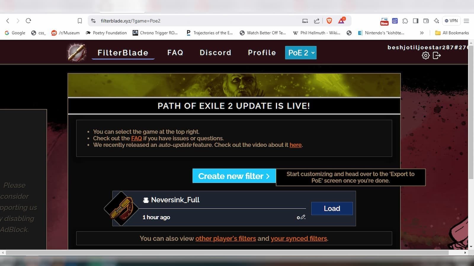 PSA: Filterblade's Path of Exile 2 branch is live now