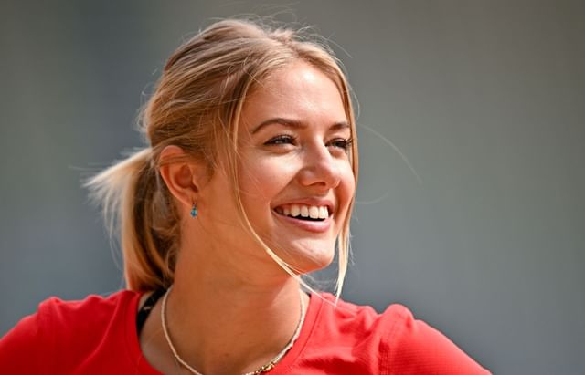 In Pictures: Alica Schmidt stuns in light pink track set during 'hot ...