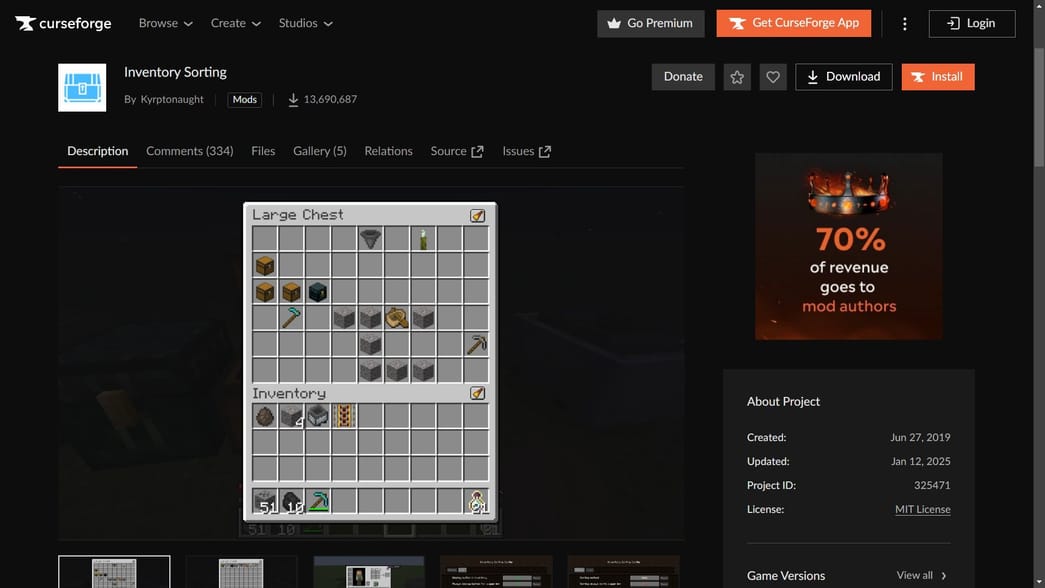 How to use Minecraft Inventory Sorting mod