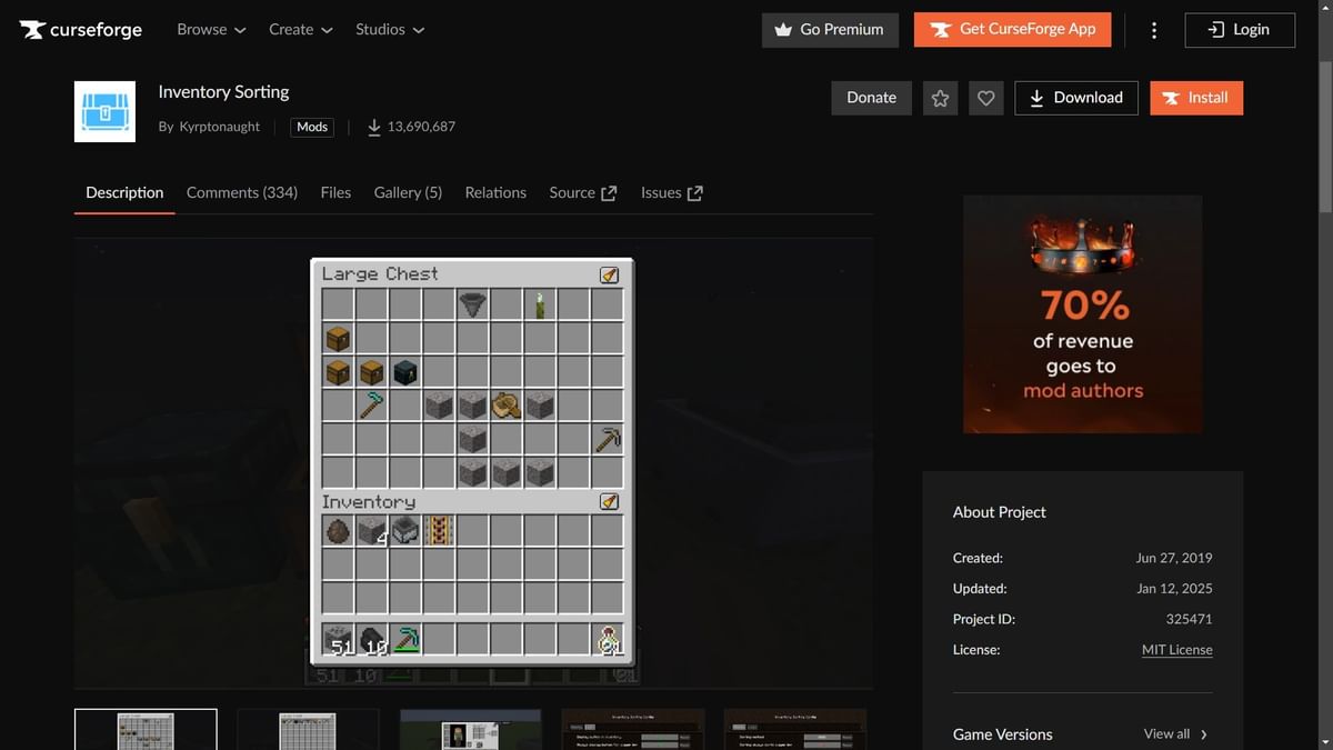 How to use Minecraft Inventory Sorting mod