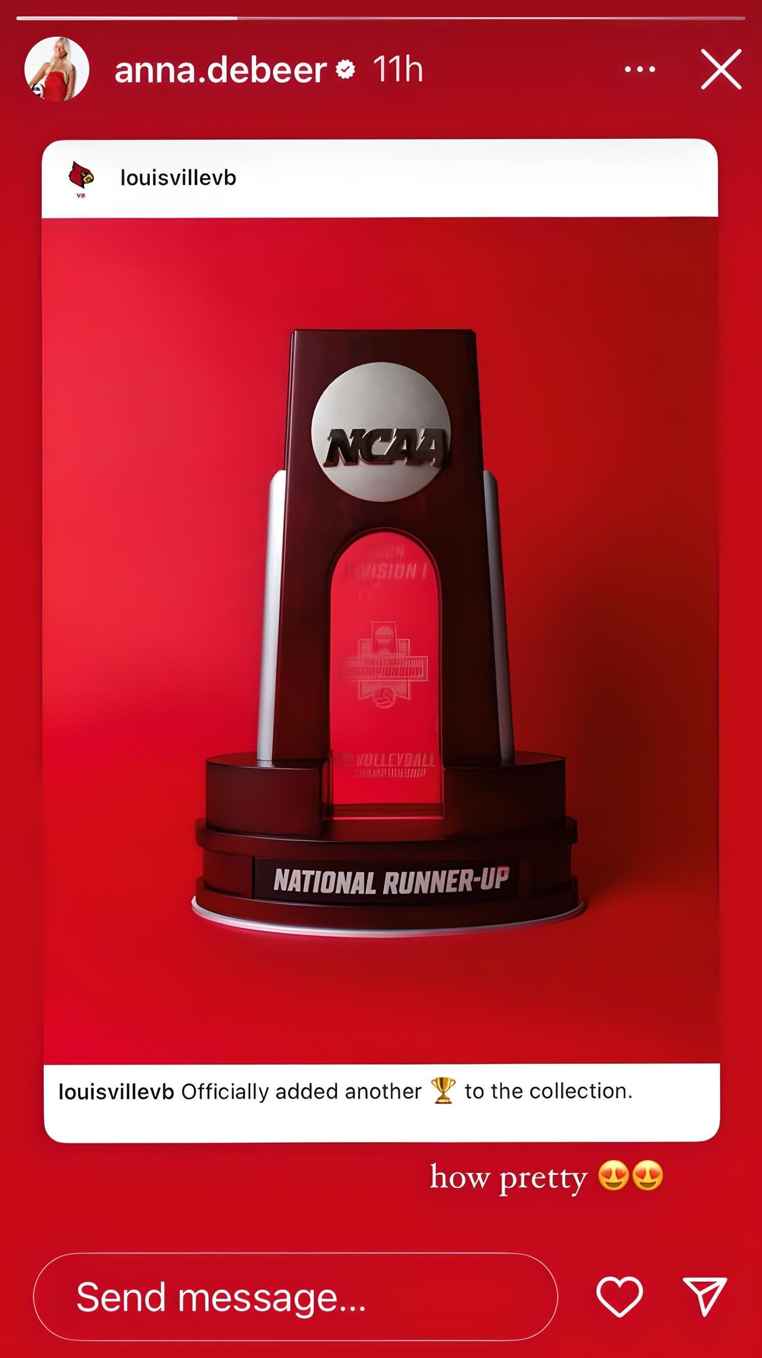 Louisville Volleyball's Anna DeBeer drops a two-word reaction to the ...