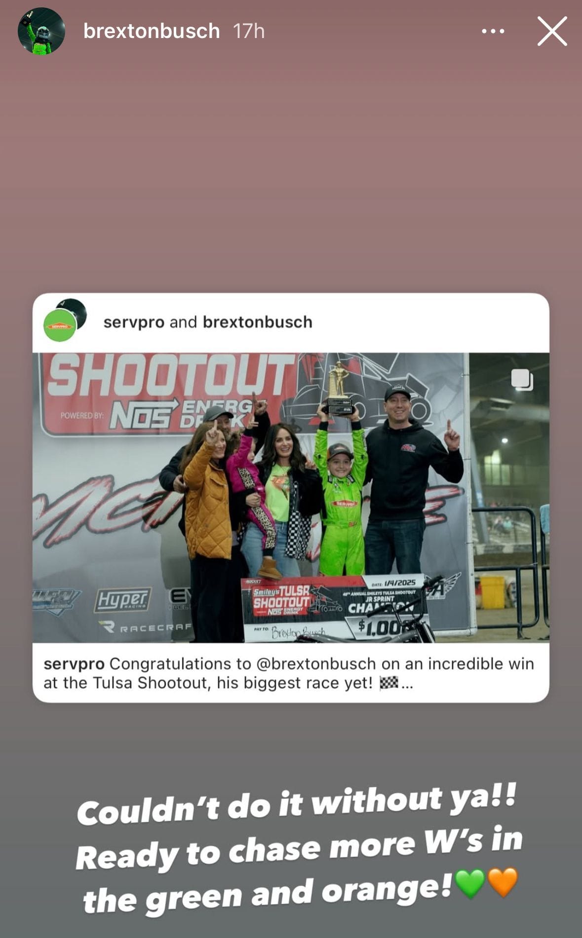 Brexton Busch sends special message to sponsor following Tulsa Shootout win