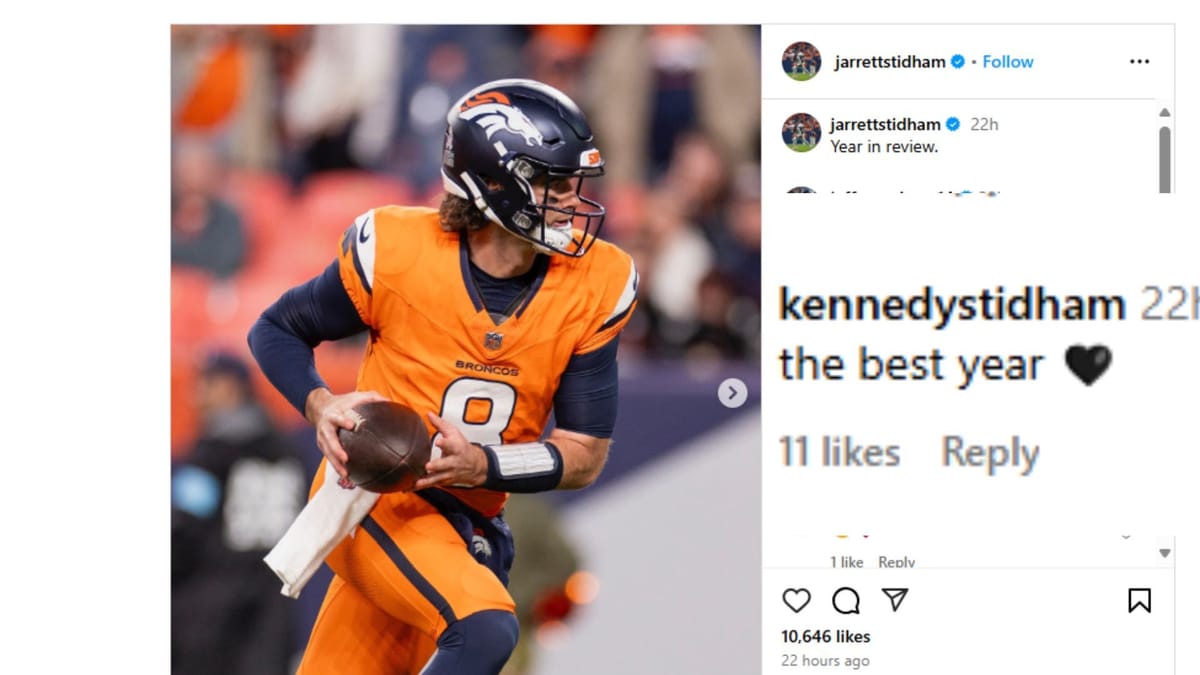 Jarrett Stidham's wife Kennedy drops 3-word reaction to Broncos star's ...