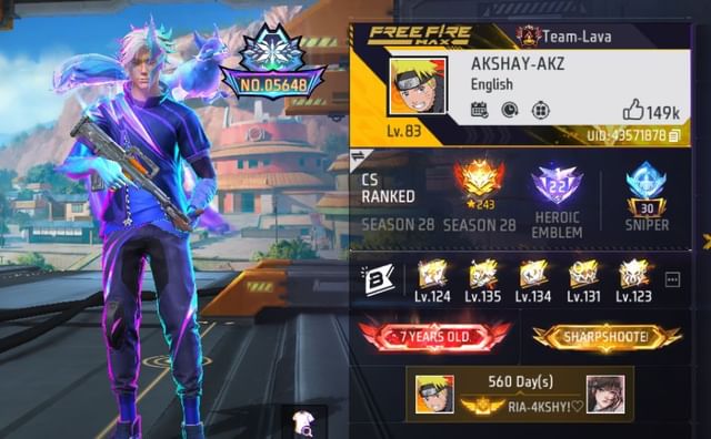 Stats: Akshay AKZ की Free Fire MAX ID, स्टैट्स और अन्य जानकारी
