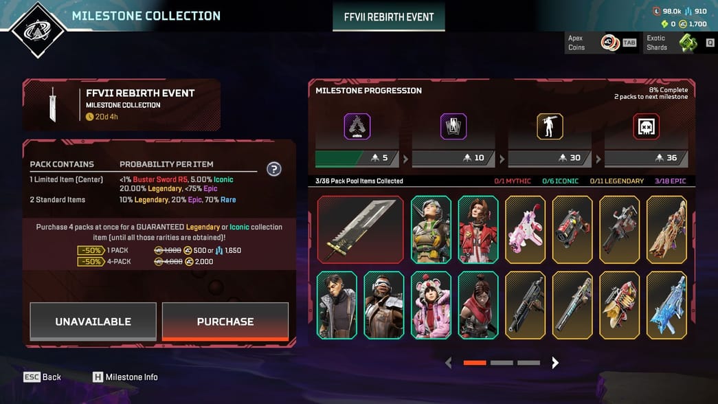 How to get all Final Fantasy VII Rebirth skins in Apex Legends