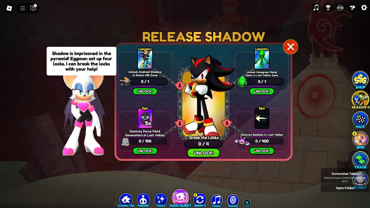 How to unlock Shadow in Sonic Speed Simulator