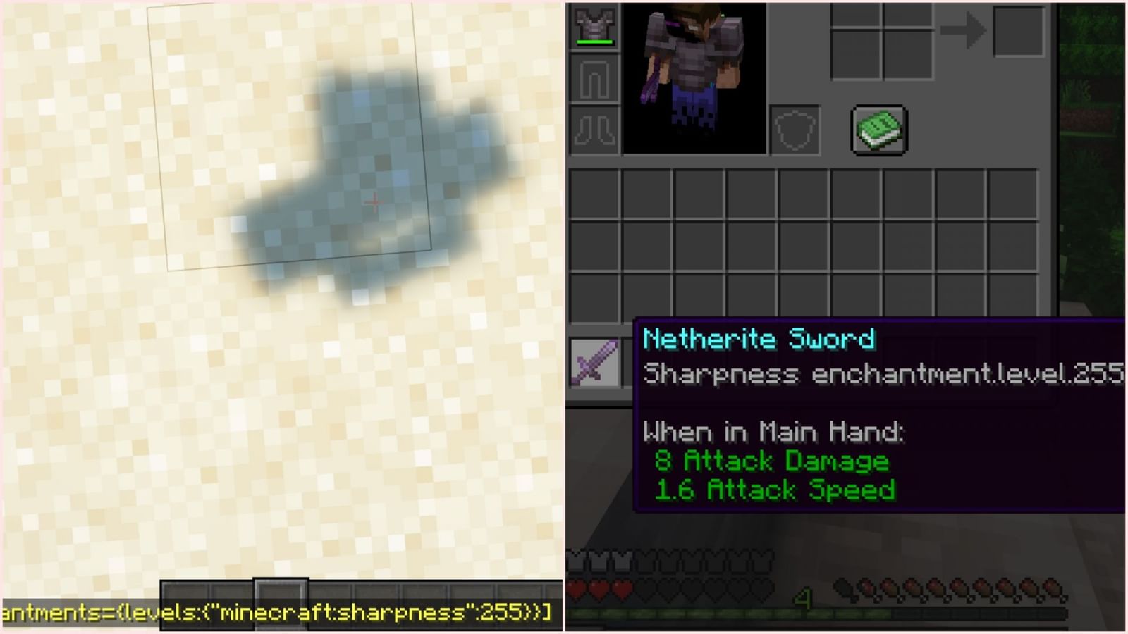 How to get sharpness 255 in Minecraft Java Edition