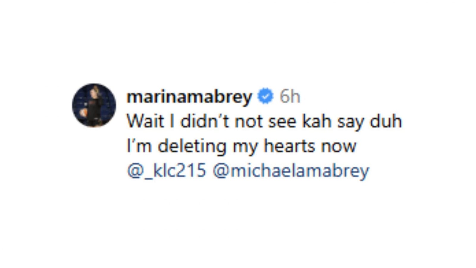 "I'm deleting my hearts now": Marina Mabrey quips after hilarious back ...