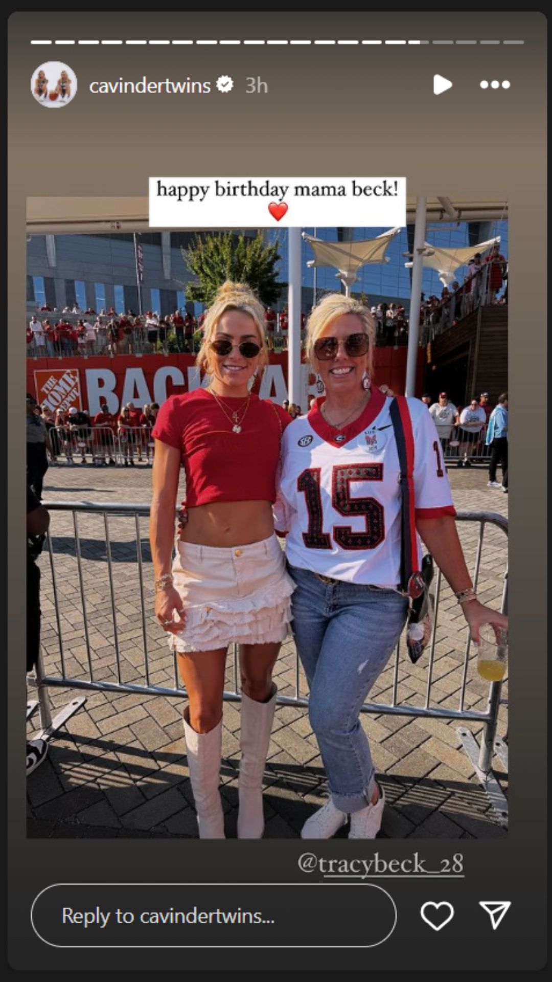 Carson Beck’s GF Hanna Cavinder sends love to “mama beck” Tracy on her ...