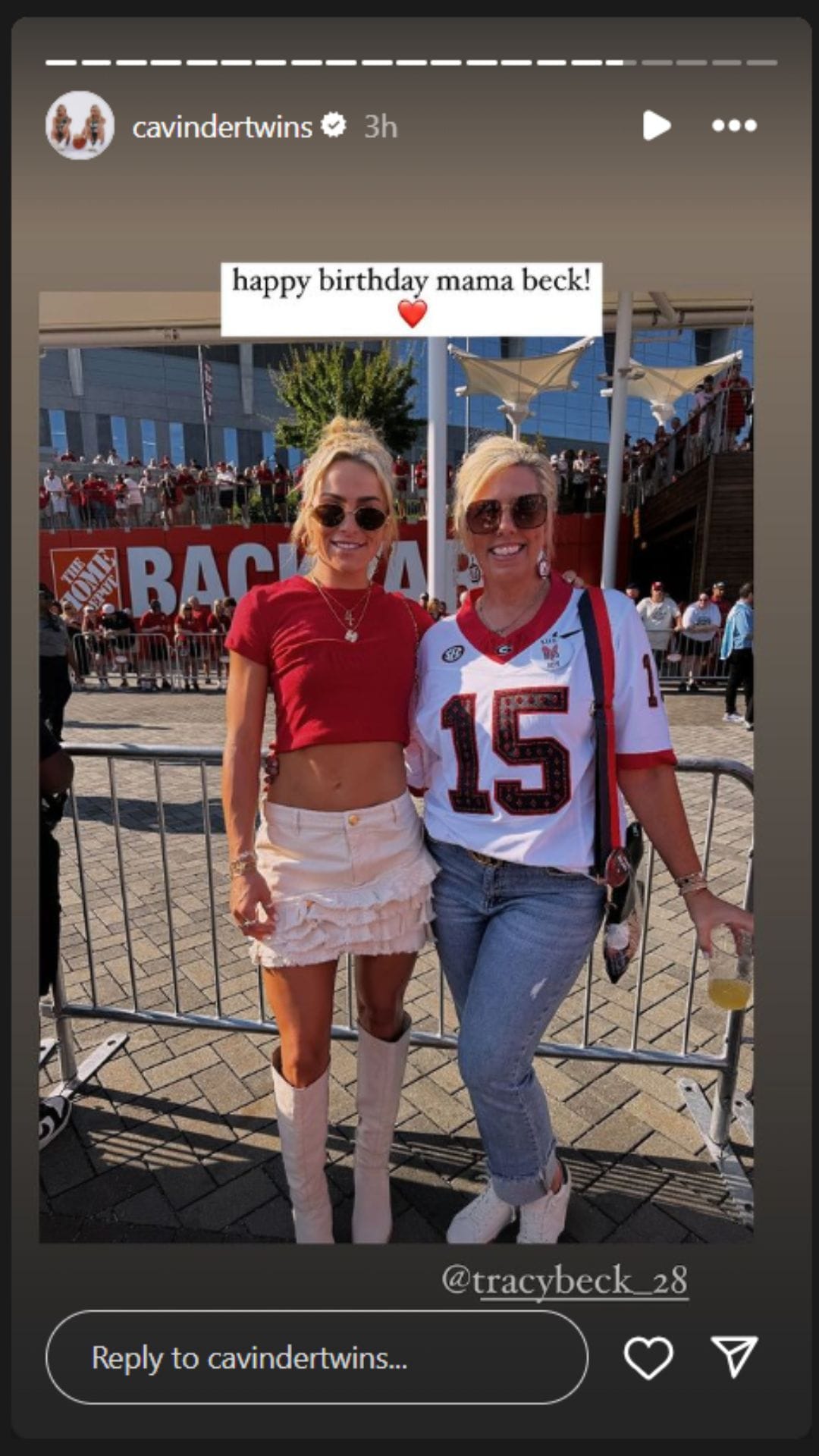 Carson Beck’s GF Hanna Cavinder sends love to “mama beck” Tracy on her ...