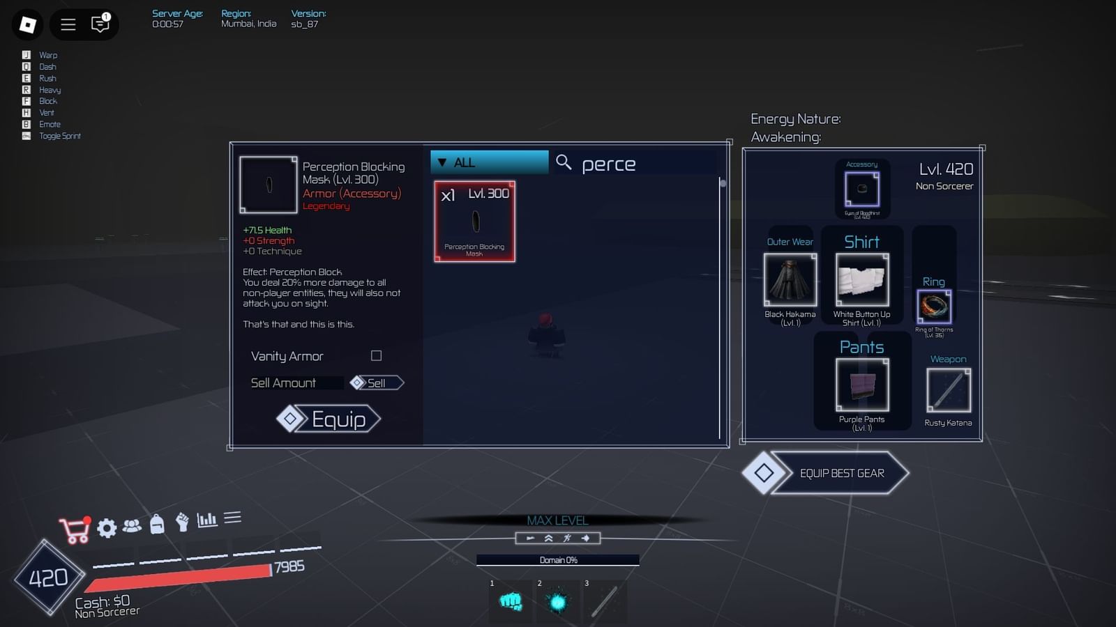 How to get Perception Blocking Mask in Jujutsu Infinite