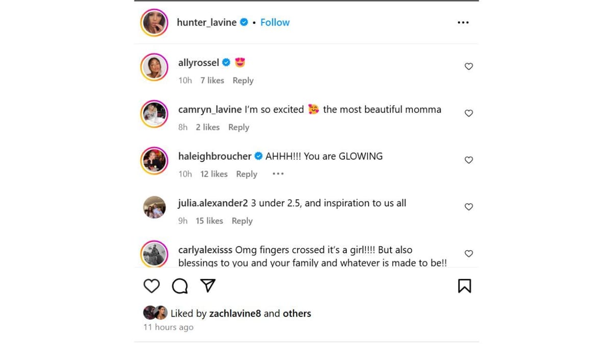 Zach LaVine sends loving two-word message to wife Hunter's major ...