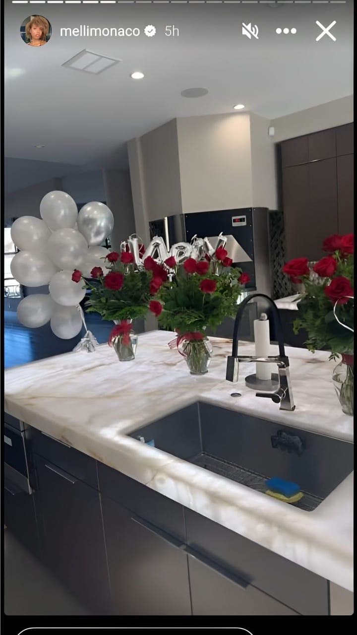 Melli Monaco reacts to Gilbert Arenas' special birthday surprise in 4-words