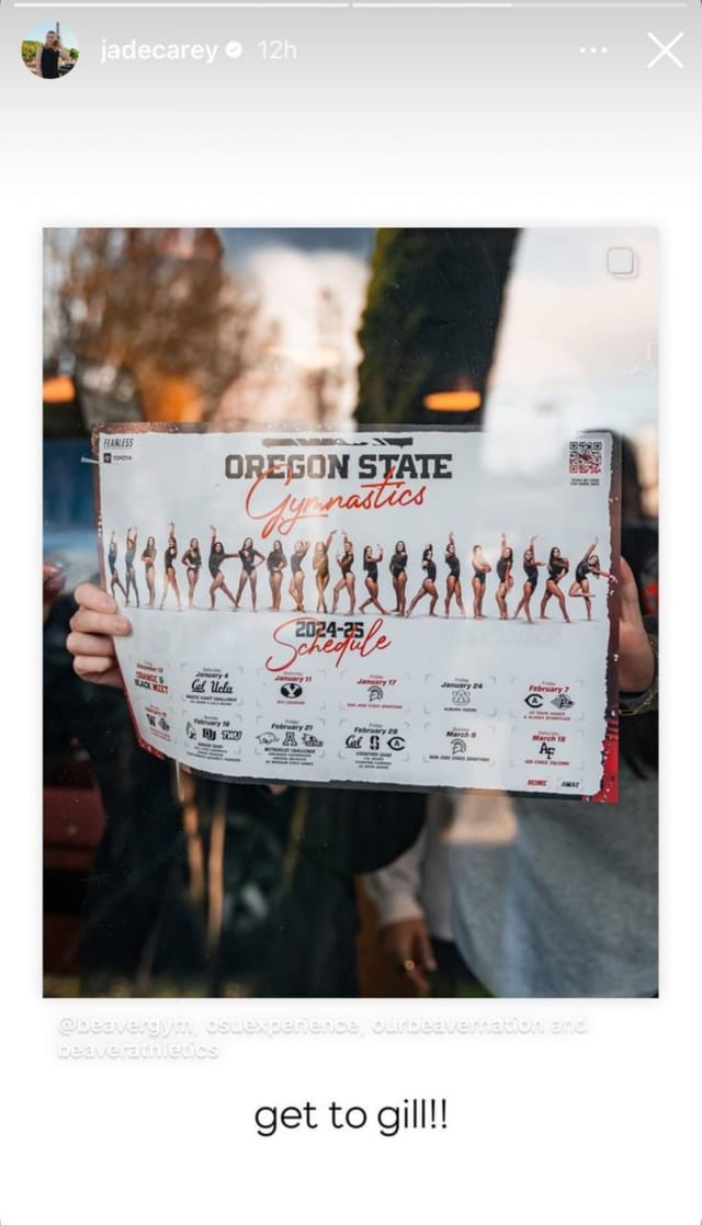 Jade Carey shares three-word reaction to Oregon Beavers' 2025 NCAA ...