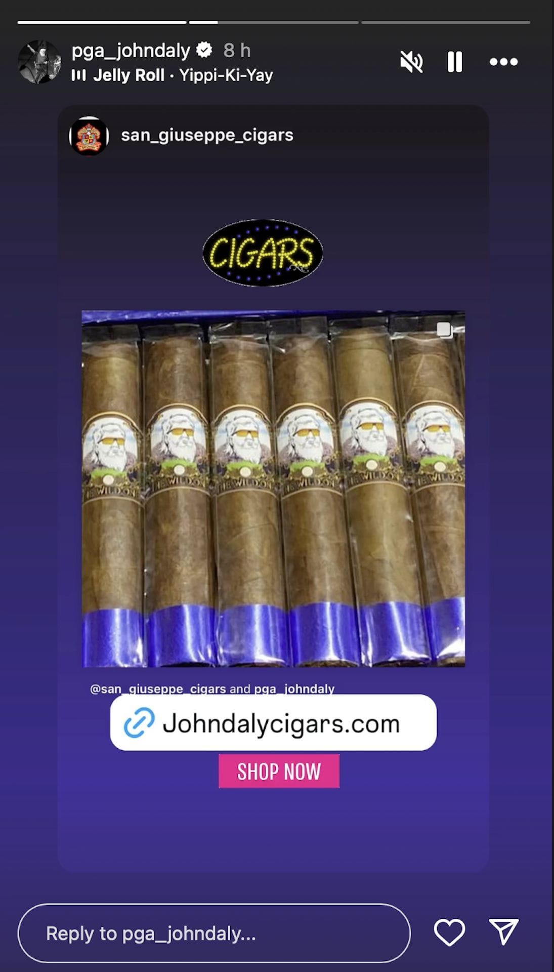 John Daly promotes his 'signature' $250 box of cigars on his IG account