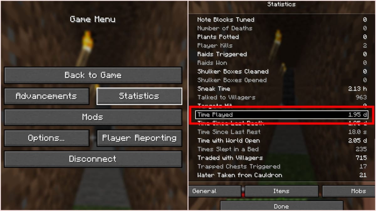How to check how many hours you have in Minecraft