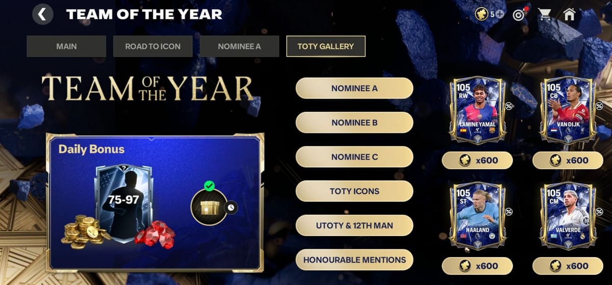 EA FC Mobile TOTY 2025: All Nominee A cards and how to claim them