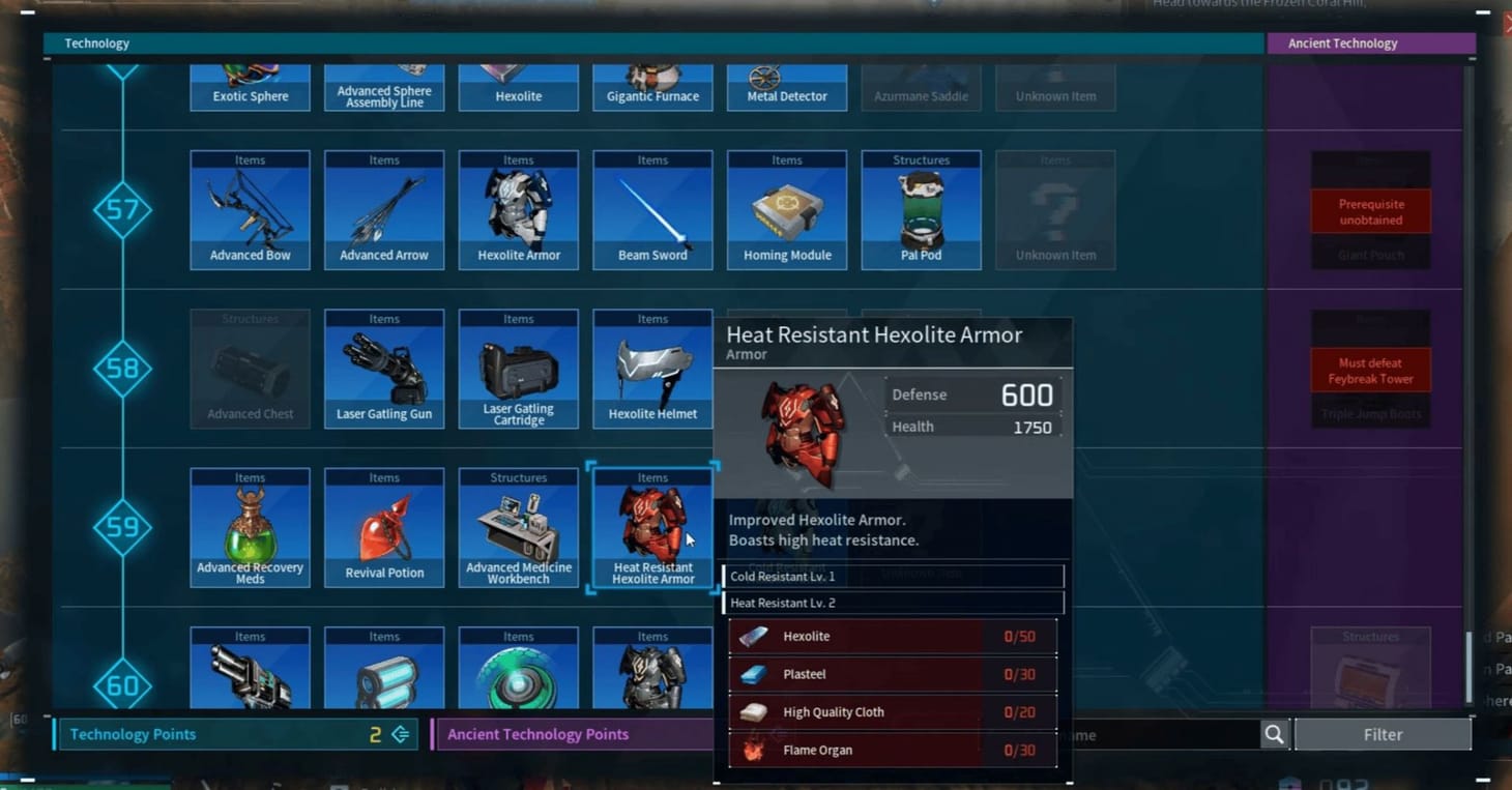 How to make Cold and Hot Resistant Hexolite Armor in Palworld