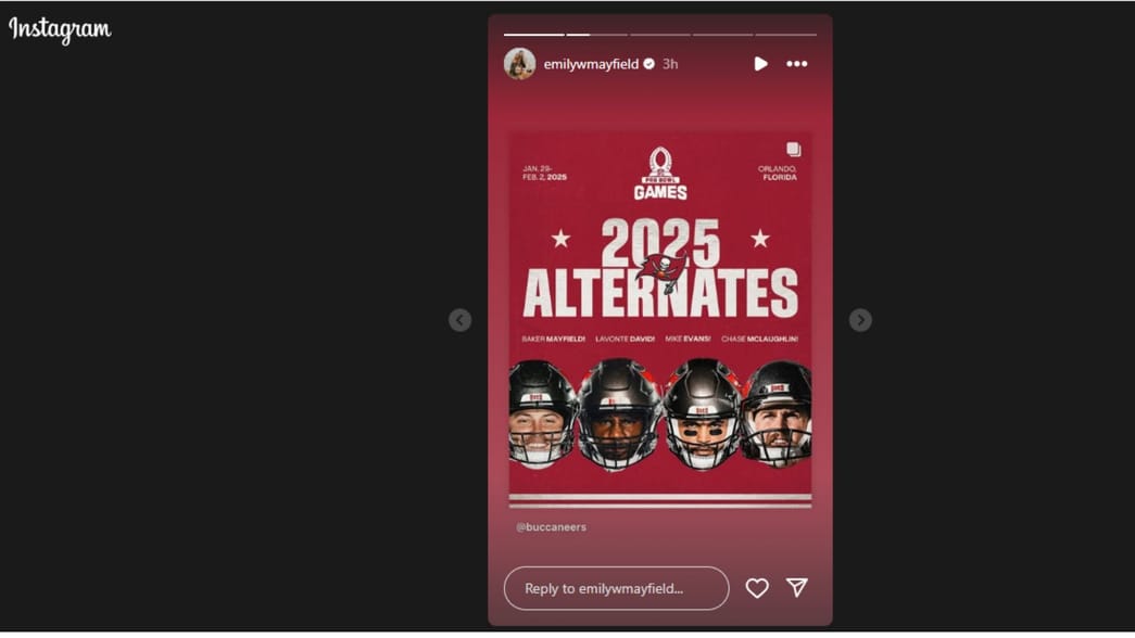 Baker Mayfield's wife Emily drops 2-word message for Bucs teammates ...