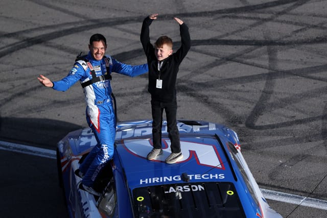 Kyle Larson’s son Owen pulls off charge from behind to win big in Tulsa ...