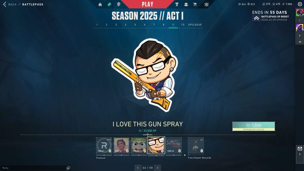 Valorant Season 2025 Act 1: All Battlepass tiers and rewards