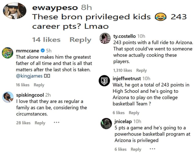 "These bron privileged kids": Hoops fans react to LeBron James' son ...