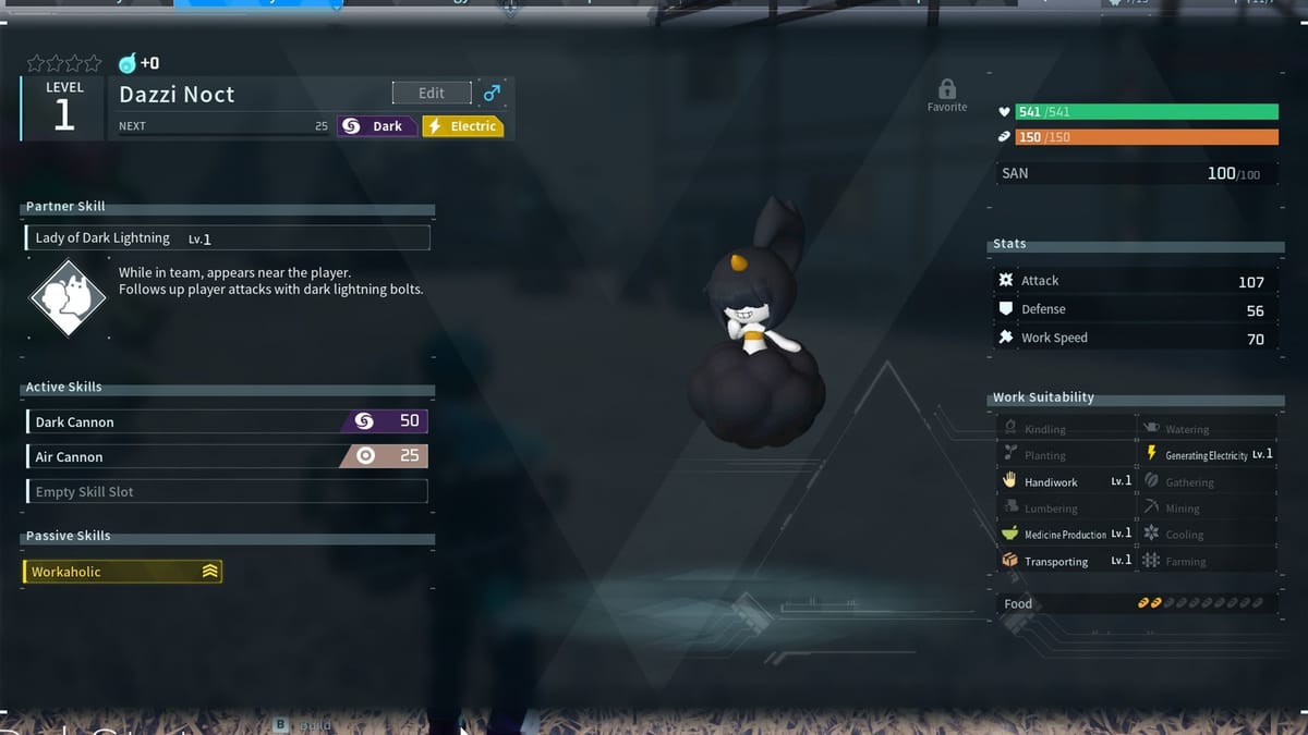 Dazzi Noct in Palworld: Where to find, best skills, and more