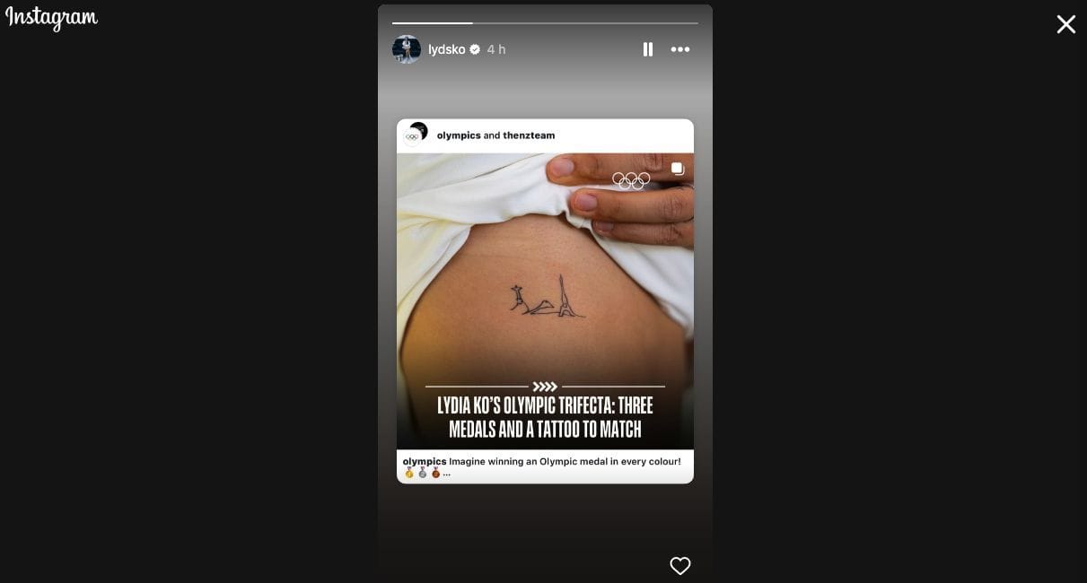 Lydia Ko shares her "Olympic Trifecta" tattoo in latest Instagram post