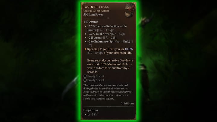 How to get Jacinth Shell in Diablo 4, and its unique effects