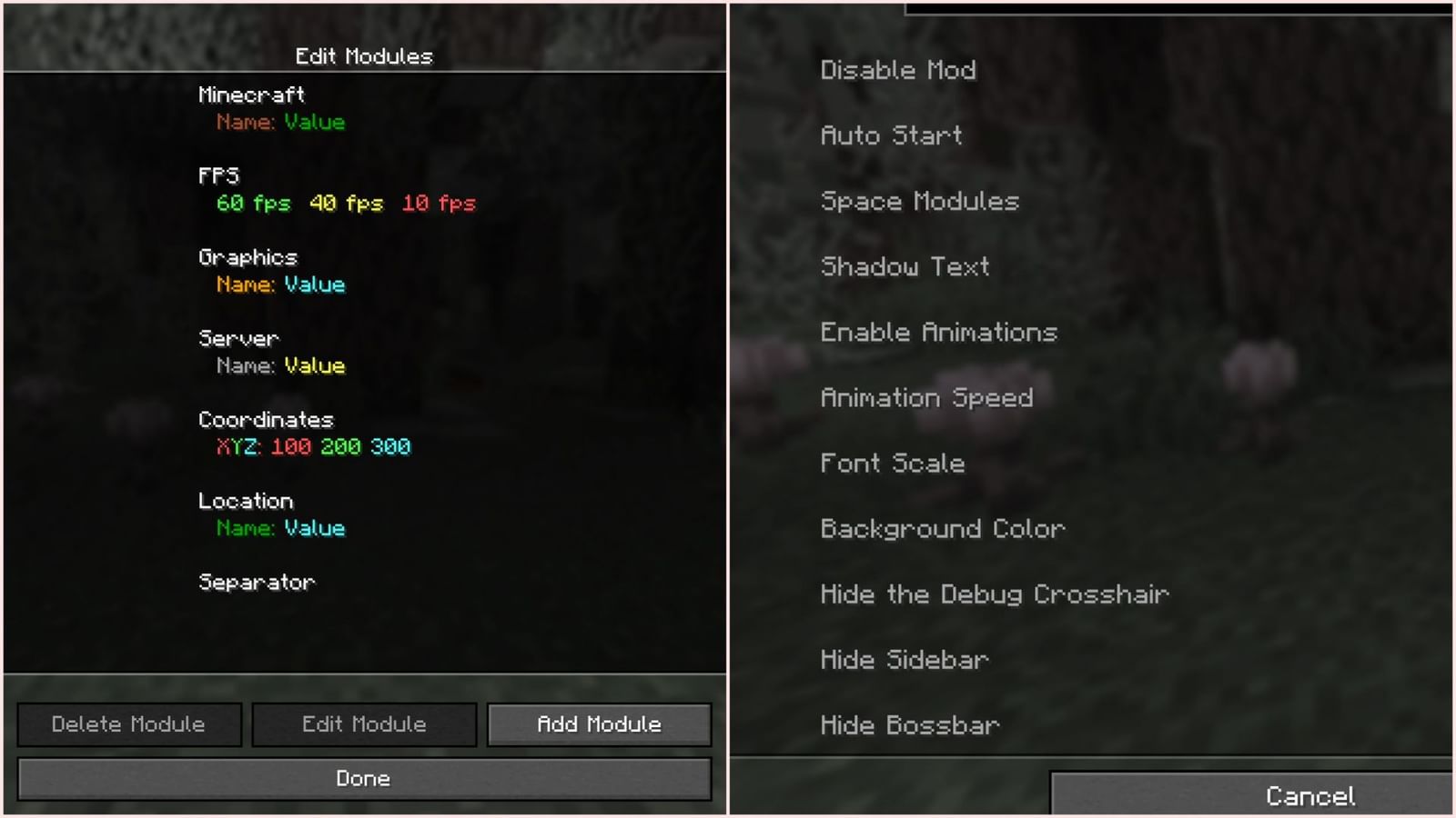 This Minecraft mod lets you customize Java Edition's F3 debug screen
