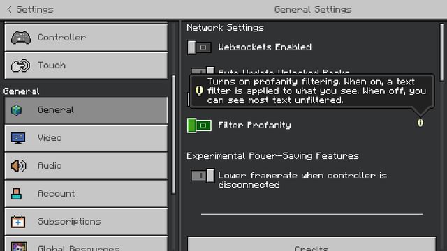 Minecraft Bedrock now lets you turn off chat censoring