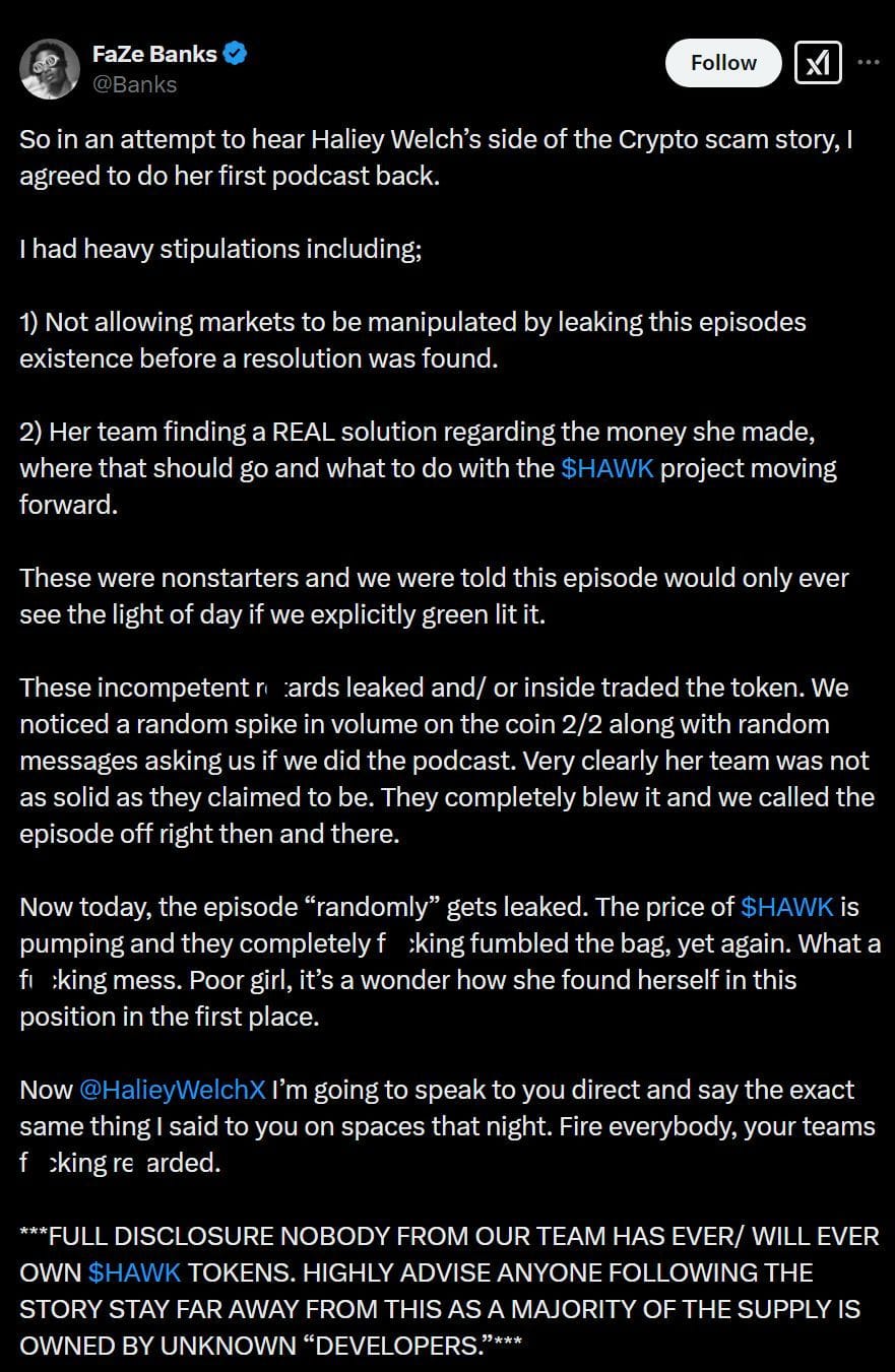 FaZe Banks releases statement explaining leaked podcast episode with ...