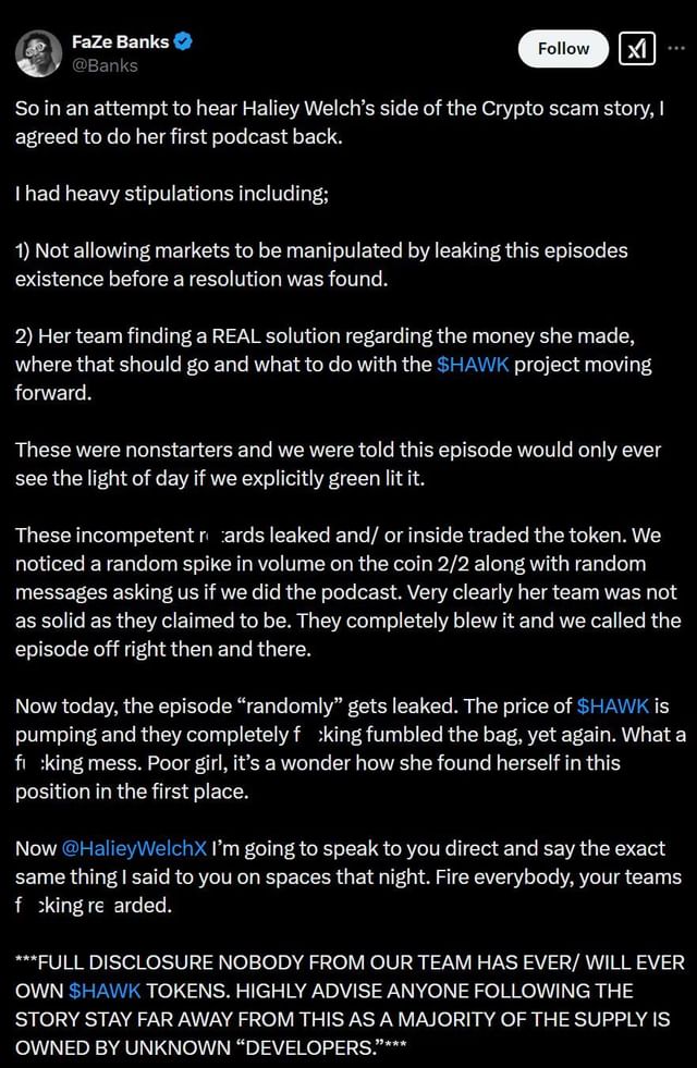 FaZe Banks releases statement explaining leaked podcast episode with ...