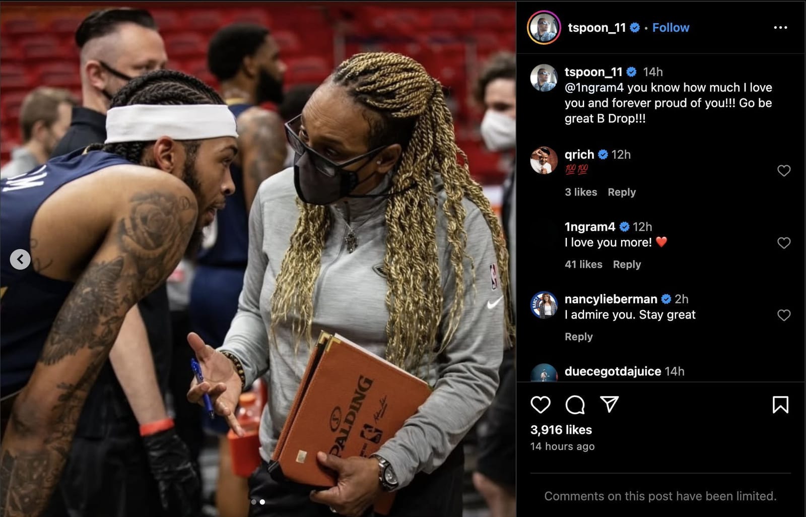 Brandon Ingram drops 4-word reaction to Angel Reese's former coach's ...
