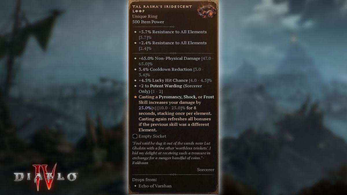 How to get Tal Rasha's Iridescent Loop in Diablo 4, and its unique effects