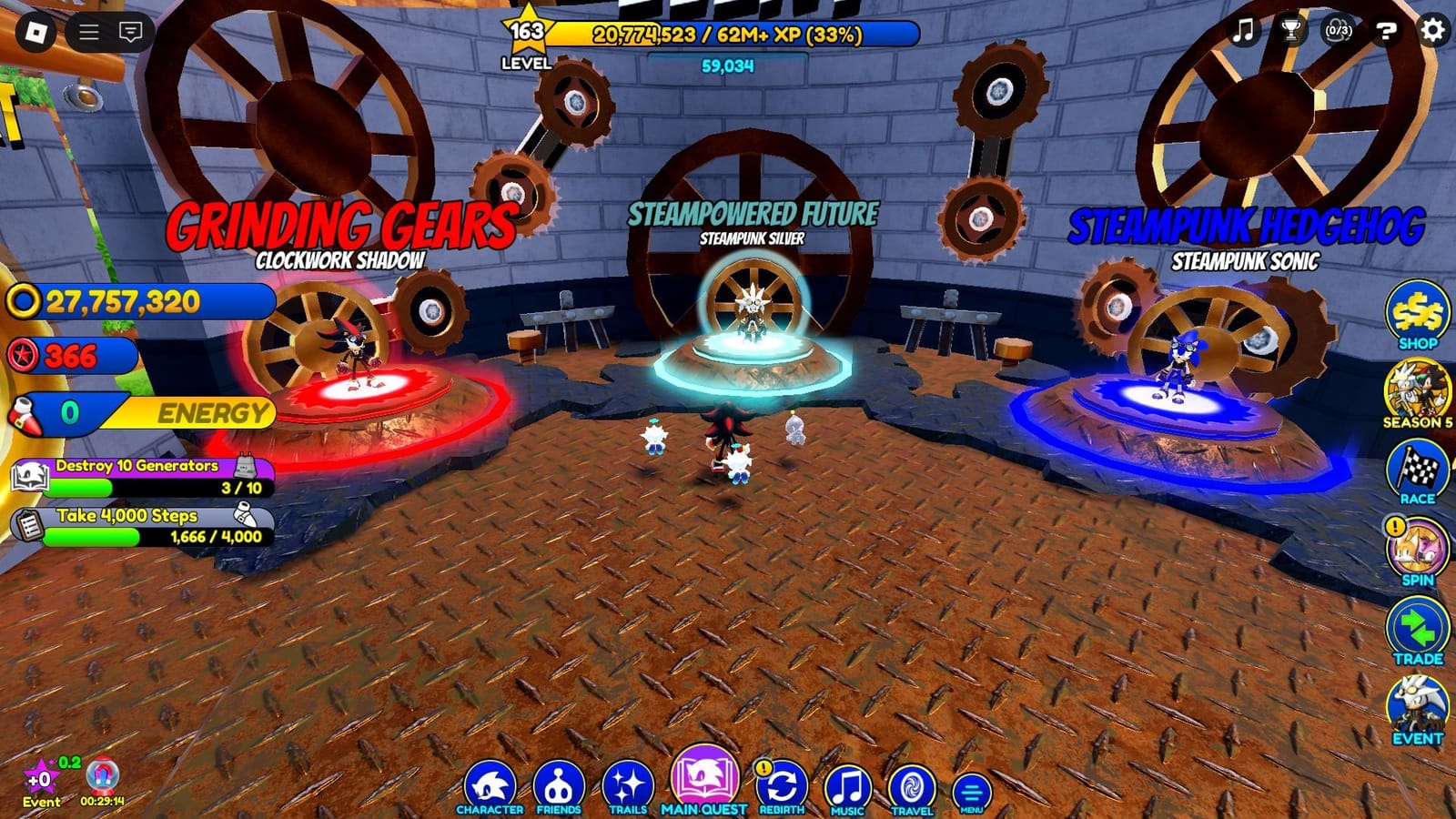 Sonic Speed Simulator Steampunk Events guide