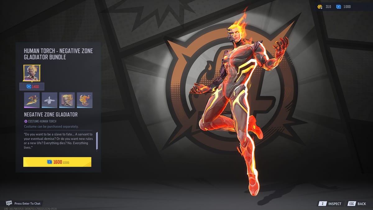 How to get the Negative Zone Gladiator Human Torch costume in Marvel Rivals