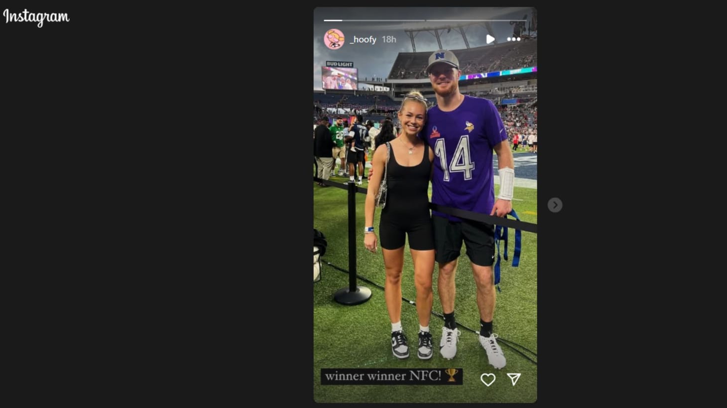 Sam Darnold's girlfriend celebrates as Vikings QB ends up on winning ...